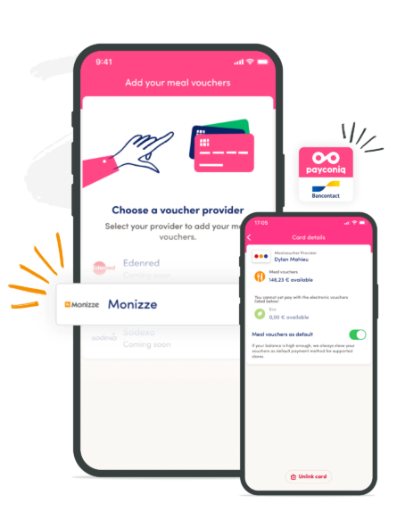Paying with Monizze meal vouchers mobile via Payconiq by Bancontact app